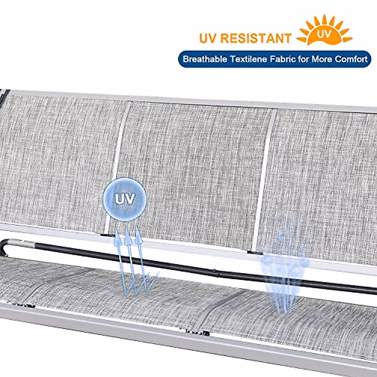 GOLDSUN 3 Person Outdoor Weather Resistant Patio Glider Swing Hammock Chair w/Utility Tray & Sunshade Canopy for Patio, Garden, Deck, or Pool, Gray