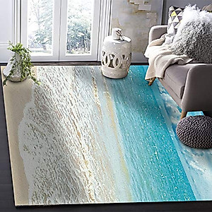 Gsypo Summer Indoor Modern Contemporary Area Rug, Tropical Ocean Beach Sea Water Ultra Soft Non-Shedding Carpet Floor Mats Stain Resistant Living Room Bedroom Area Rugs Washable 2'x3'