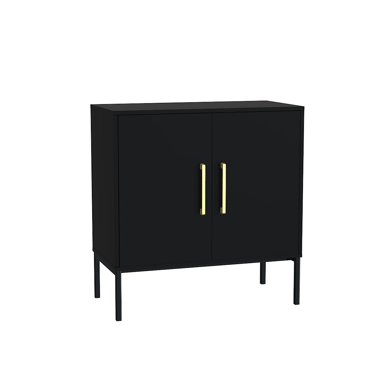 JOZZBY Buffet Cabinet with Storage, Accent Cabinet Modern Wooden Free Standing Sideboard with Doors, Black Side Cabinets with Adjustable Shelves for Living Room, Hallway, Set of 2