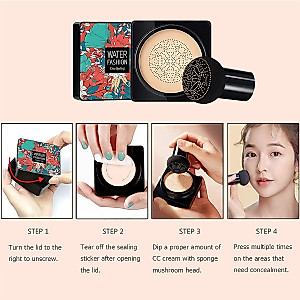 Miniling Mushroom Head Moisturizing Foundation,Air Cushion CC Cream Mushroom Head,Concealer Lasting Nude Makeup,Oil Control,Long Lasting Liquid Foundation Beauty Moisturizing CC Cream (Natural Color)