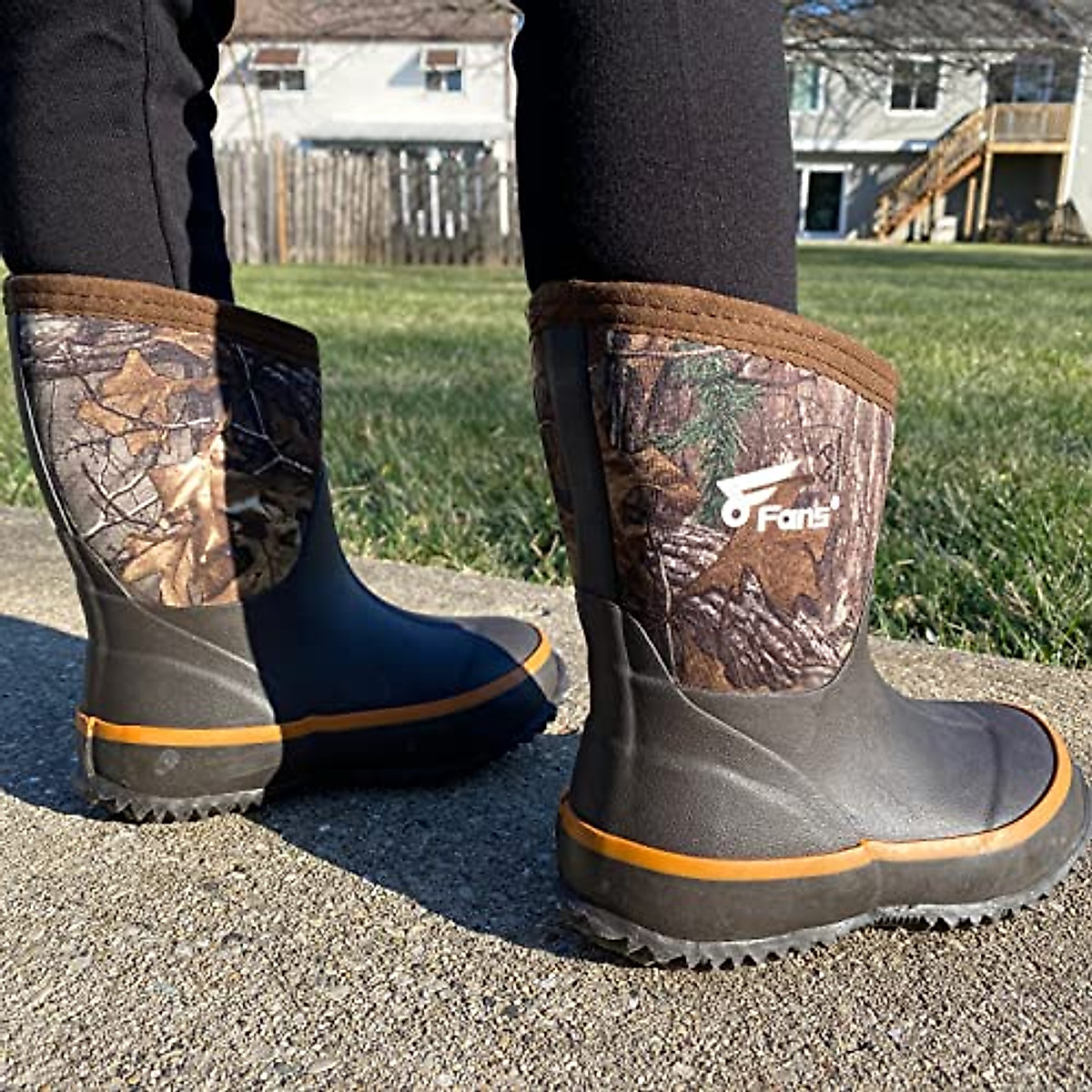 8 Fans Kids Neoprene Boots,Waterproof Neoprene Hunting & Fishing Camo Muck Mud Boots for Toddlers Boys & Girls Size 3