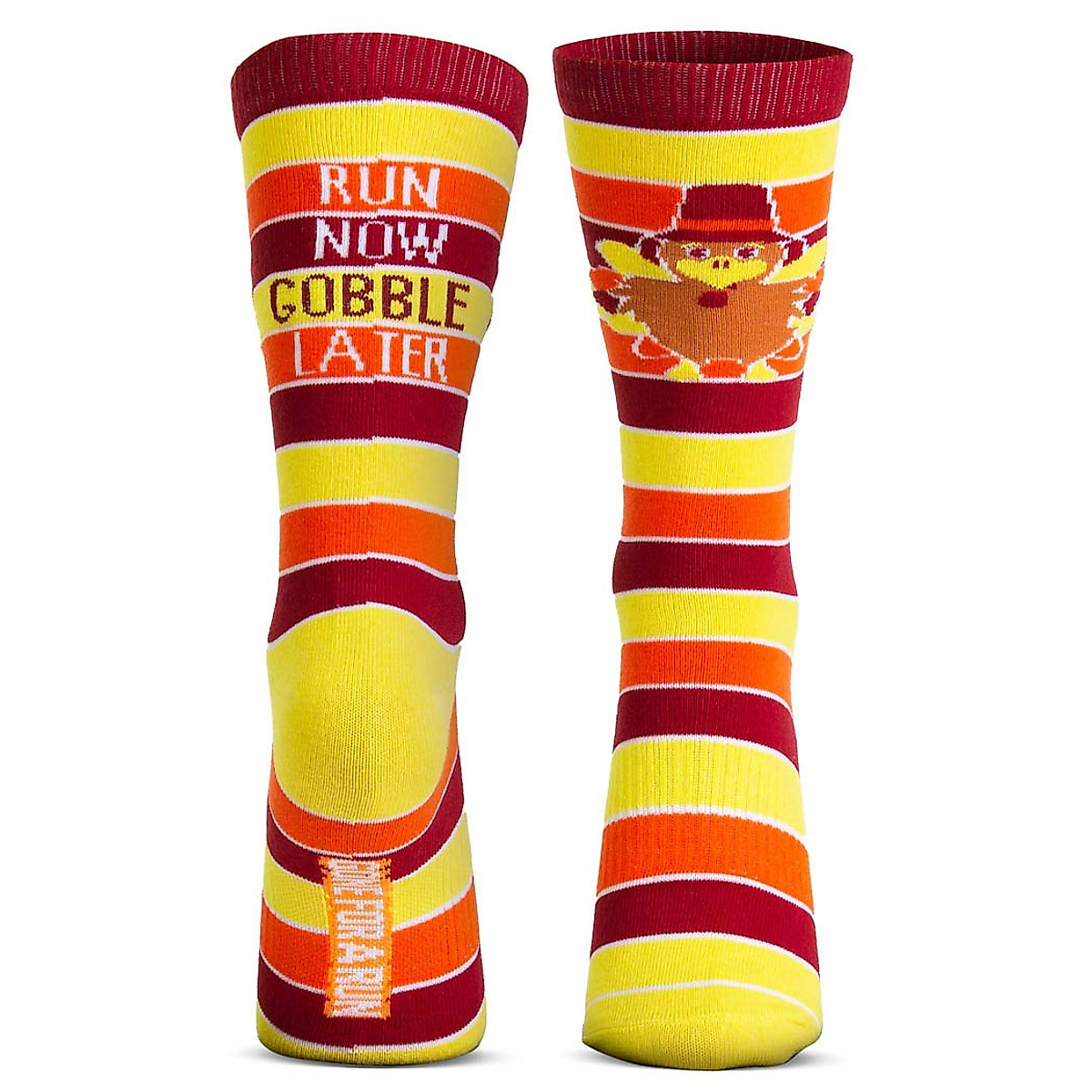 Gone For a Run Run Now Gobble Later | Running Woven Mid Calf Socks Thanksgiving Socks | Small