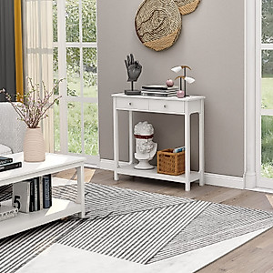 TaoHFE Console Table, 39.4"x11.8"x31.5"(LxWxH), White