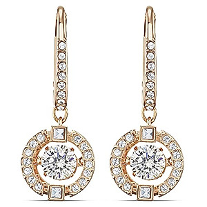 SWAROVSKI Una Pierced Drop Earrings with Dancing Crystal and Matching Pavé on a Rose-Gold Tone Finish Setting, Part of the Swarovski Una Collection