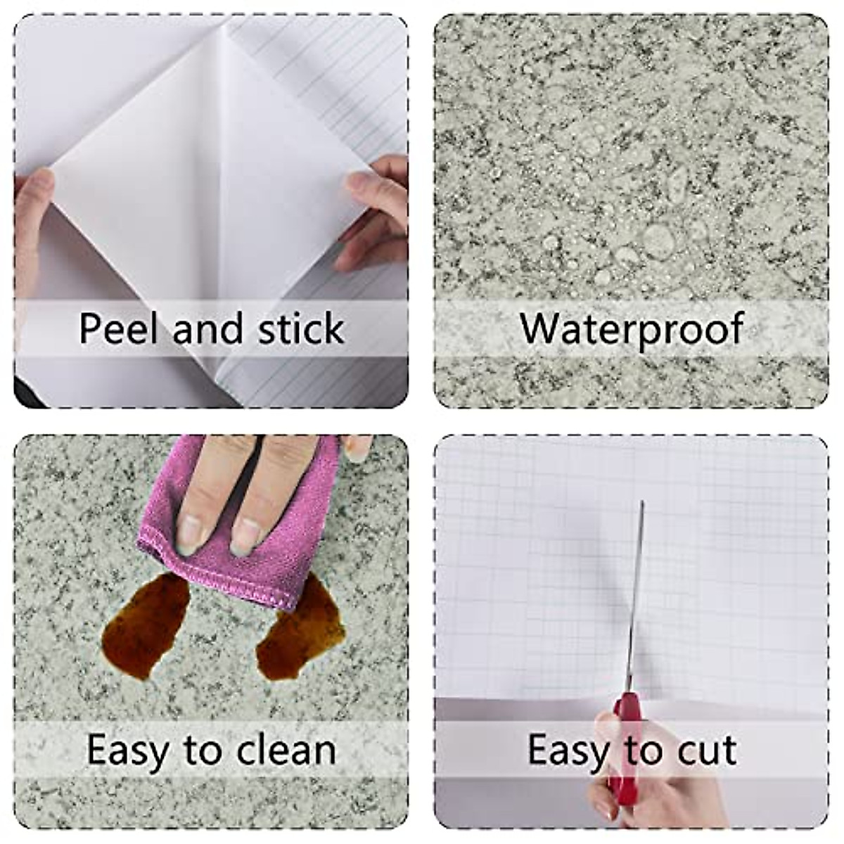 Granite Contact Paper for Countertops Grey Marble Wallpaper Peel and Stick Waterproof Self Adhesive Removable Wallpapers Decorative Vinyl Wall Paper Roll for Kitchen Cabinets Shelf 24'' x 118''