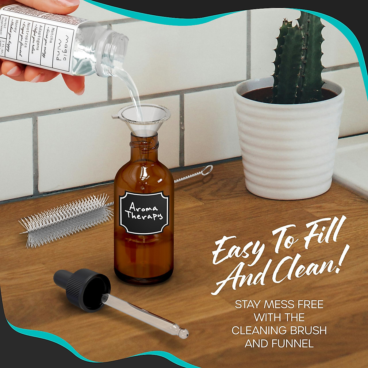 Nevlers 24PK 2 Oz Amber Glass Dropper Bottle |Leakproof Bottle with Dropper Set| Amber Glass Dropper Bottles Useable as Oil Dropper Tincture Bottles, Medicine Droppers, Travel Dropper Bottle & More