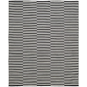 SAFAVIEH Montauk Collection 8' x 10' Ivory / Black MTK715D Handmade Stripe Cotton Area Rug