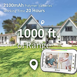 Axvue HD Video Baby Monitor, 720P HD Image Quality, 5.0" IPS Screen Monitor & 2 Camera, Range up to 1000ft, 24 Hour Battery Life, 2-Way Talk, Split Screen, Night Vision, Temperature Monitor, No WiFi.