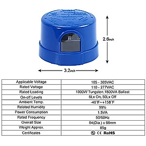 HGG 1Pcs Photocell for Outdoor Light,Auto On Off Photo Sensor Switch with Twist Lock,Dusk to Dawn Light Control for LED Street/Barn Light Parking Lot Light Area Light