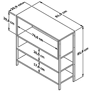PLAYCON Decorative Open Shelf Unit and Display Cabinet, for Living Room, Study Room or Else, 32(11/16)" Wide, Innovative Textured PVC White Wood Veneer Looking Finishing
