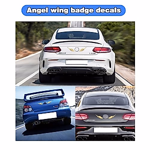UGSHY 1 PC Car Tail Sticker, 4.92" x 1.37" All-Metal 3D Three-Dimensional Angel Wings Eagle Wings Decal, Modified Personalized Creative Decorative Sticker, Suitable for Various Car Models (Gold)