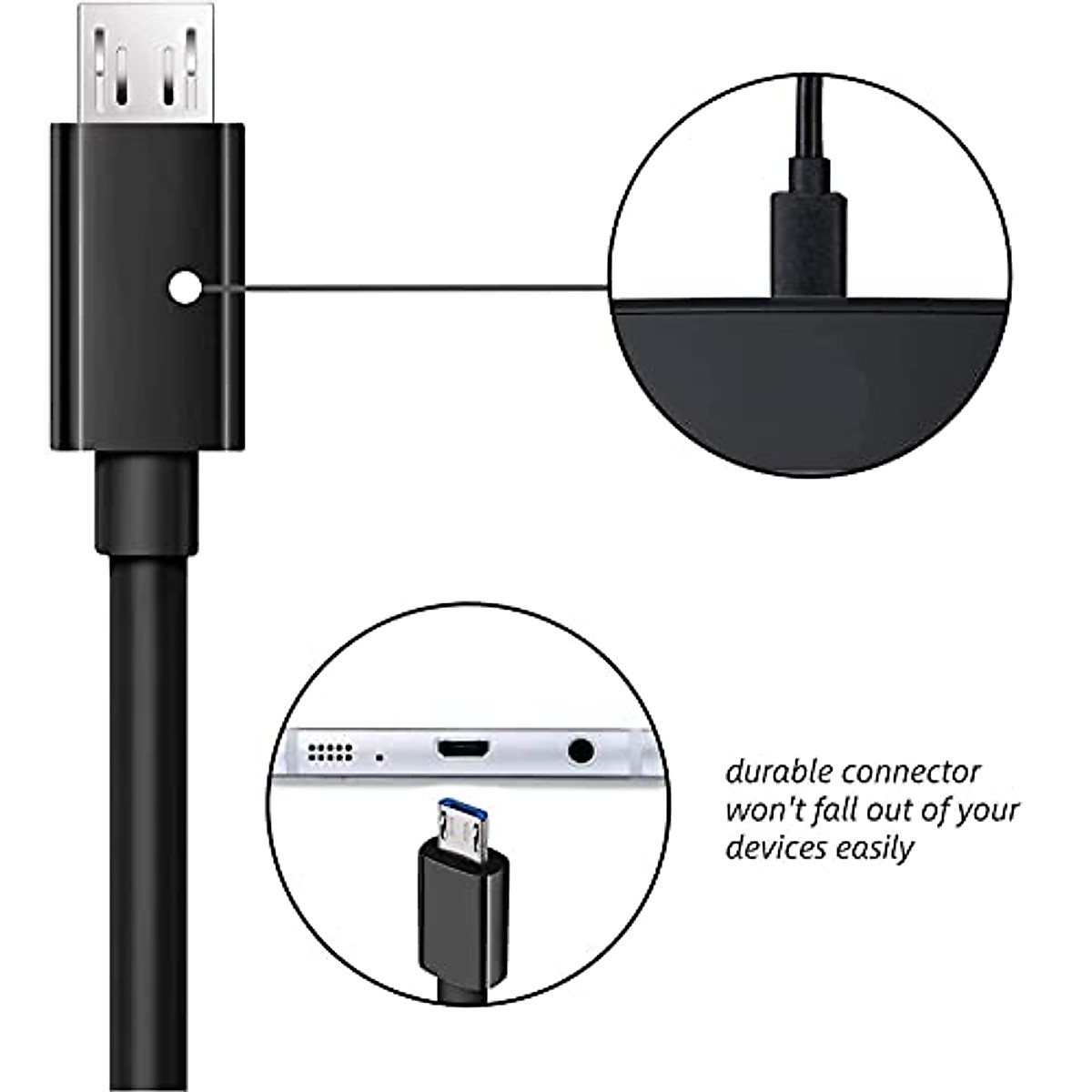 Charging Cable for Samsung Galaxy S7, 2Pack 6Ft 10Ft Long Charger Cable, Android Phone Fast Charger Cord for Samsung Galaxy S7 S6 Edge,Note 5 4,LG G4,Moto,Sony,PS4,Windows,MP3,Camera,Black