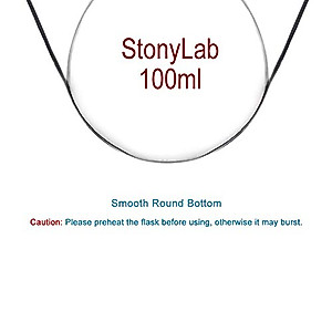 stonylab Glass 100 mL Heavy Wall 3 Neck Round Bottom Flask RBF, with 19/22 Center and Side Standard Taper Outer Joint, 100 mL