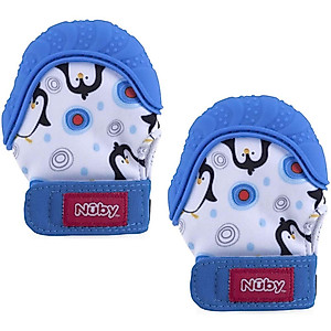 Nuby Soothing Teething Mitten (2 Count, Blue)