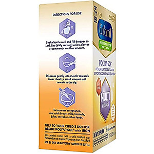 Enfamil Prenatals & Baby Vitamin Poly-Vi-Sol with Iron Multivitamin Supplement Drops for Infants and Toddlers, 50 mL dropper bottle, (Pack of 2)