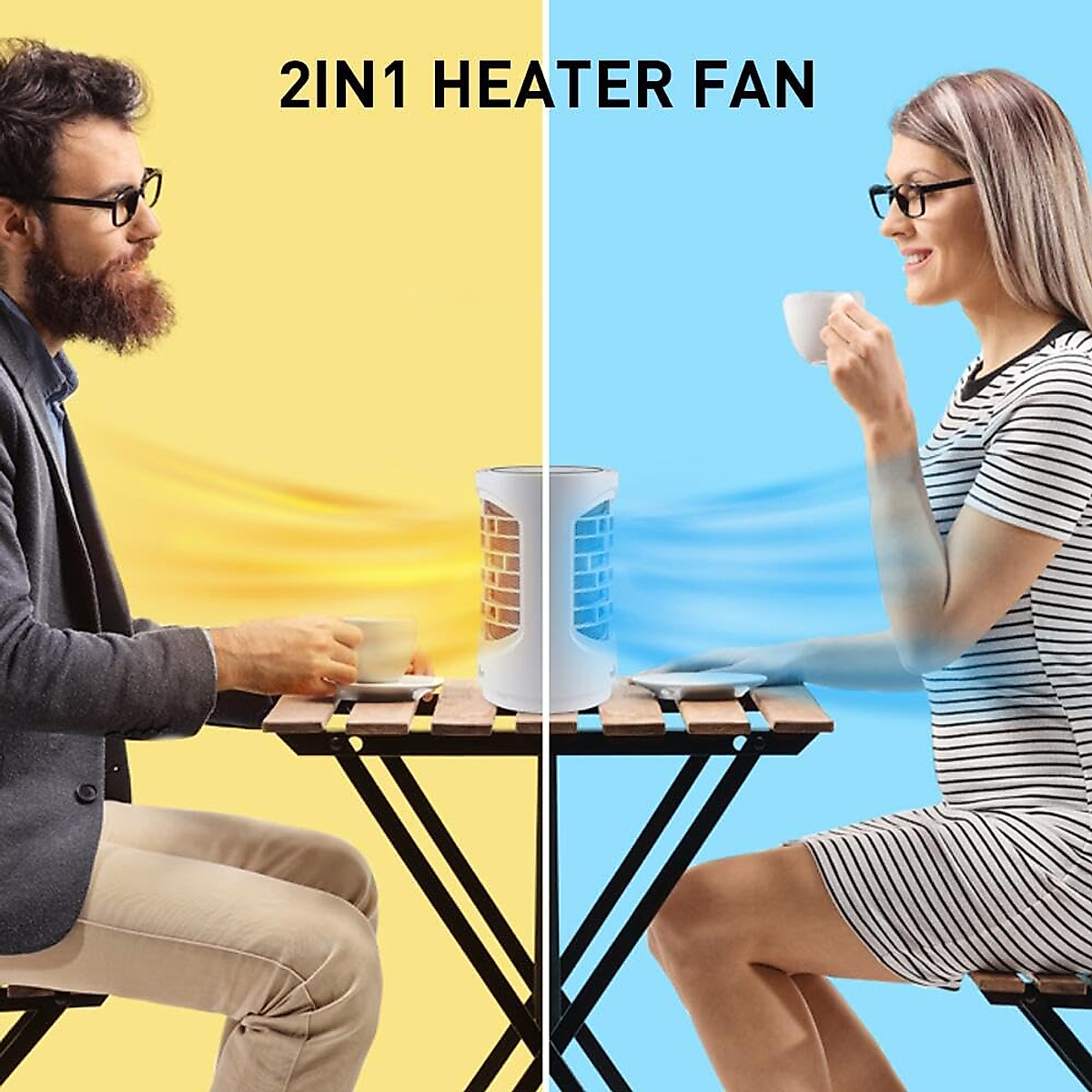 ibo Electric Space Heater Ceramic Small Heater with LED Light, 500W Heater Fan 4 in 1 Desk Heater for Home Office and Indoor