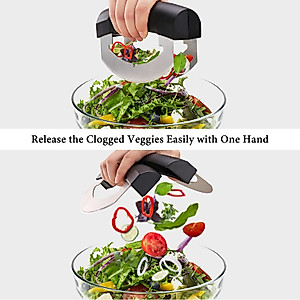 KITCHENDAO Come Apart Mezzaluna Salad Chopper Knife Tool, Easy Cleaning, Super Sharp Double Blade Stainless Steel Rocker Knife for Lettuce Vegetables w/Blade Covers, Pizza Cutter Slicer