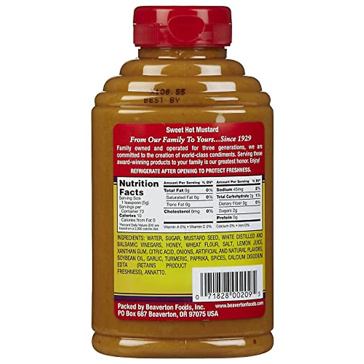 Beaver Brand Sweet Hot Mustard, 13 oz Squeezable Bottles, 2 pk
