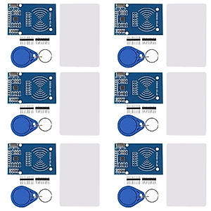 Alinan 6pcs RFID Kit MFRC522 RF IC Card Sensor Module with S50 Blank Card and Key Ring