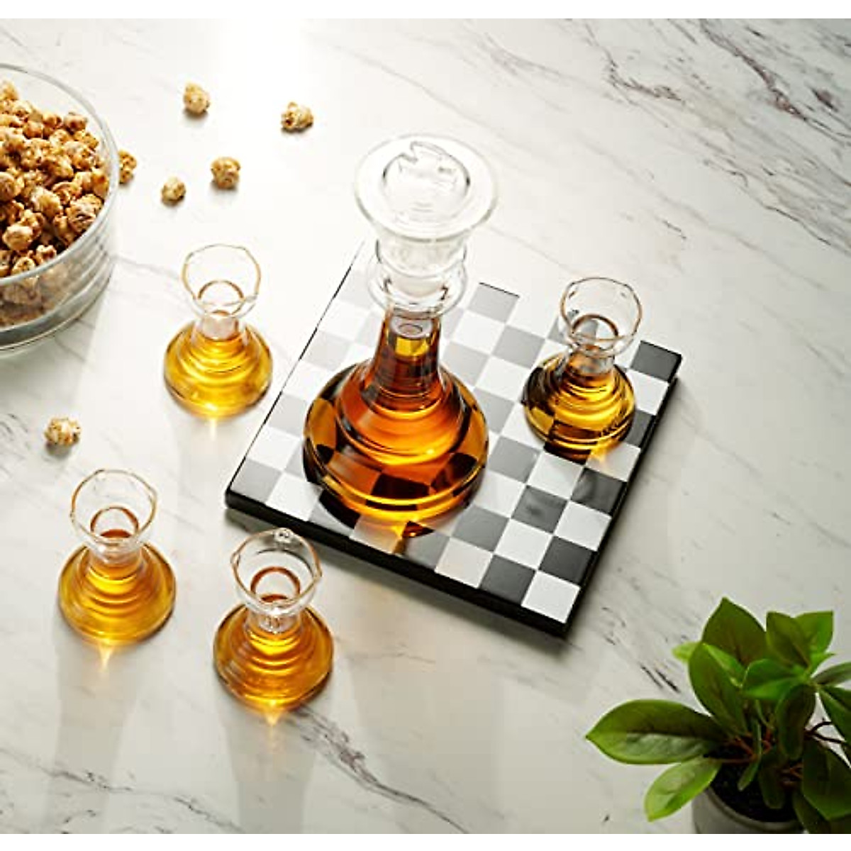Godinger Whiskey Decanter and Whiskey Glasses Shot Glasses Set, Chess Decanter Set, King Liquor Decanter, Whiskey Gift Sets