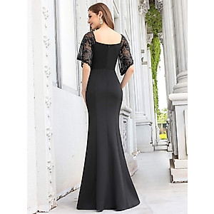 Ever-Pretty Evening Dress for Women Formal Long Bridesmaid Dress for Wedding Guest Black US16