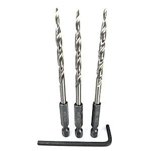 FTG USA Wood Countersink Drill Bit Set Sizes 6 8 10 12 Countersink Tapered Drill Bits, 2 Wood Plug Cutter 3/8" & 1/2" with 3 Replacement Bits #8 (11/64"), 2 Stop Collars, 1 Allen Wrench, Hex Shank