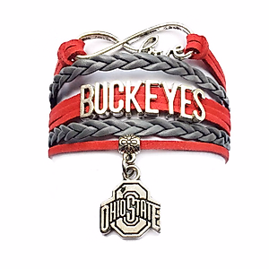 DOLON Infinity Love Buckeyes Charm Bracelet Friendship Leather Braided Handmade Gift