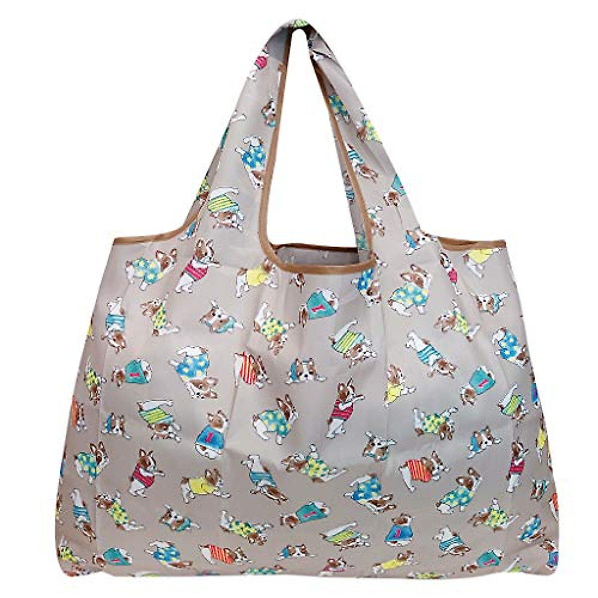 allydrew Large Foldable Tote Nylon Reusable Grocery Bags, 5 Pack, Cuddly Animals