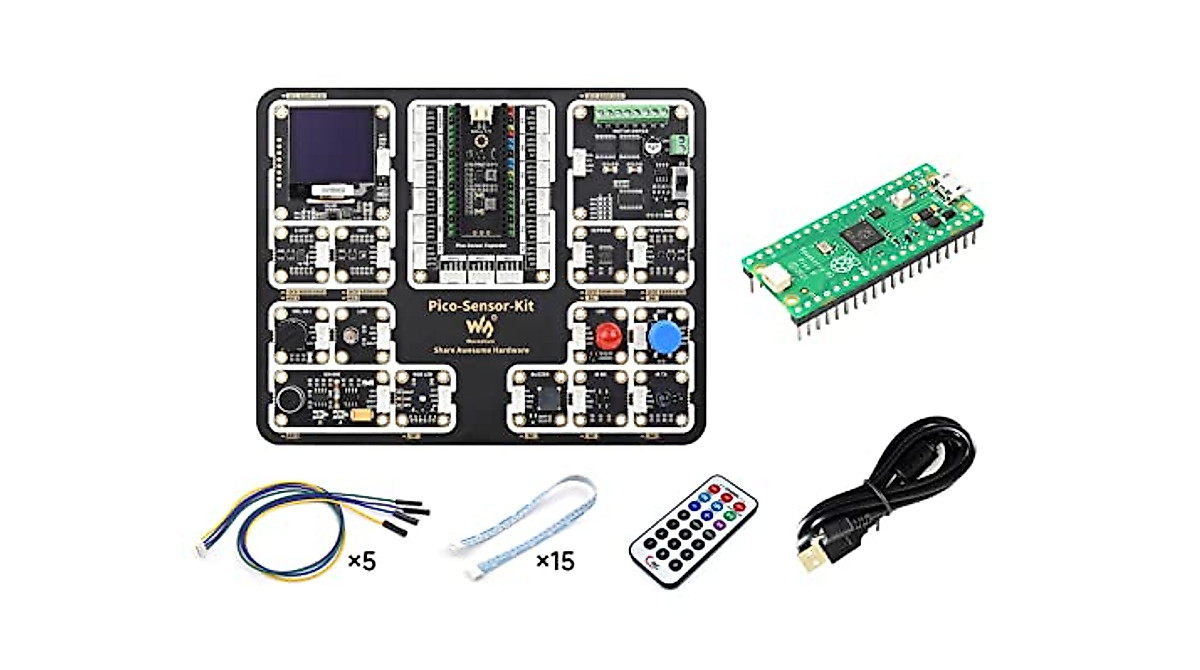 Waveshare Entry-Level Sensor Kit Compatible with Raspberry Pi Pico, Including Pico Expansion ...