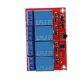 4 Channel Relay Module Receiver Set, Service Life 4 Channel Relay Module Kit Labor Saving PCB ABS with Internal Battery for Circuit (12V)