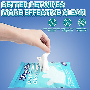 Dogcator Deodorizing Bathing Wipes for Dogs and Cats, Hypoallergenic Dog Glove Wipes for Cleaning | Fragrance Free Natural Puppy Glove Wipes | Soothes Itchy Dry Skin | 32 Count