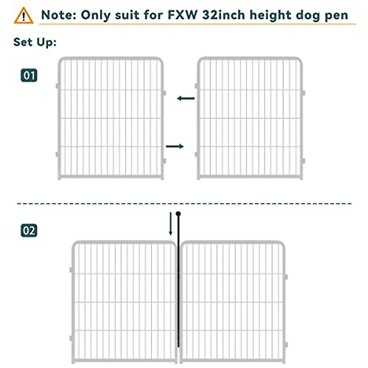 FXW Dog Playpen Stakes, Additional Long Rods - Metal Post Replacement Pet Exercise Pen Accessories for 32 Inch Height Dog Pen Fence