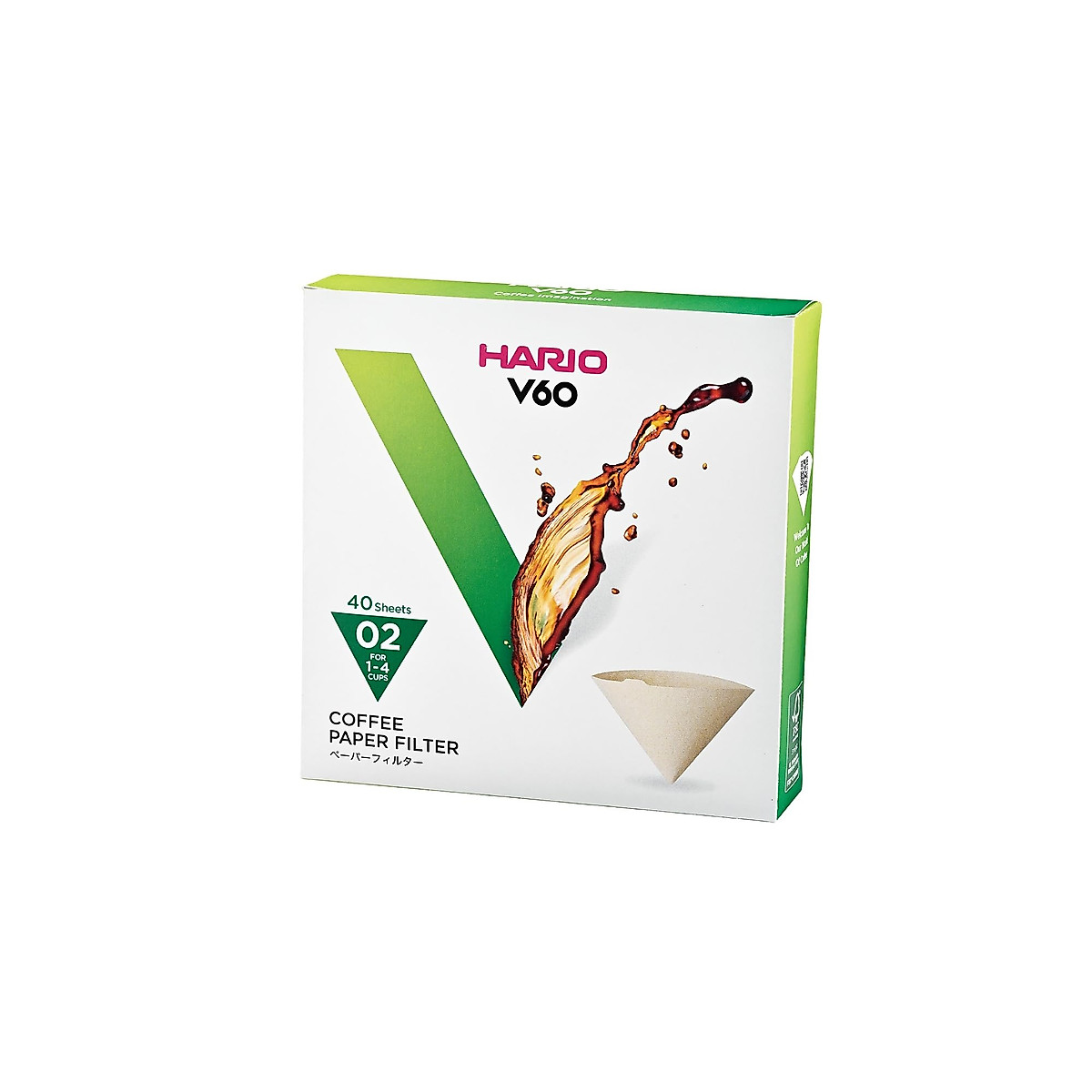 Hario V60 Paper Coffee Filters, Size 02, Natural, 40ct Boxed