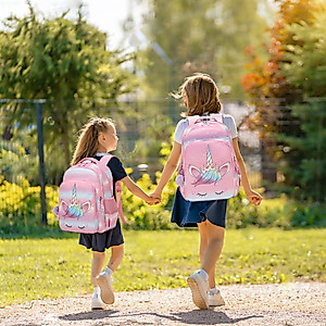 Unicorn Backpack for Girls School Backpack Glitter Rainbow Kids Backpack for Girls Bookbags 3 in 1 Set with Lunch Tote Pencil Bag