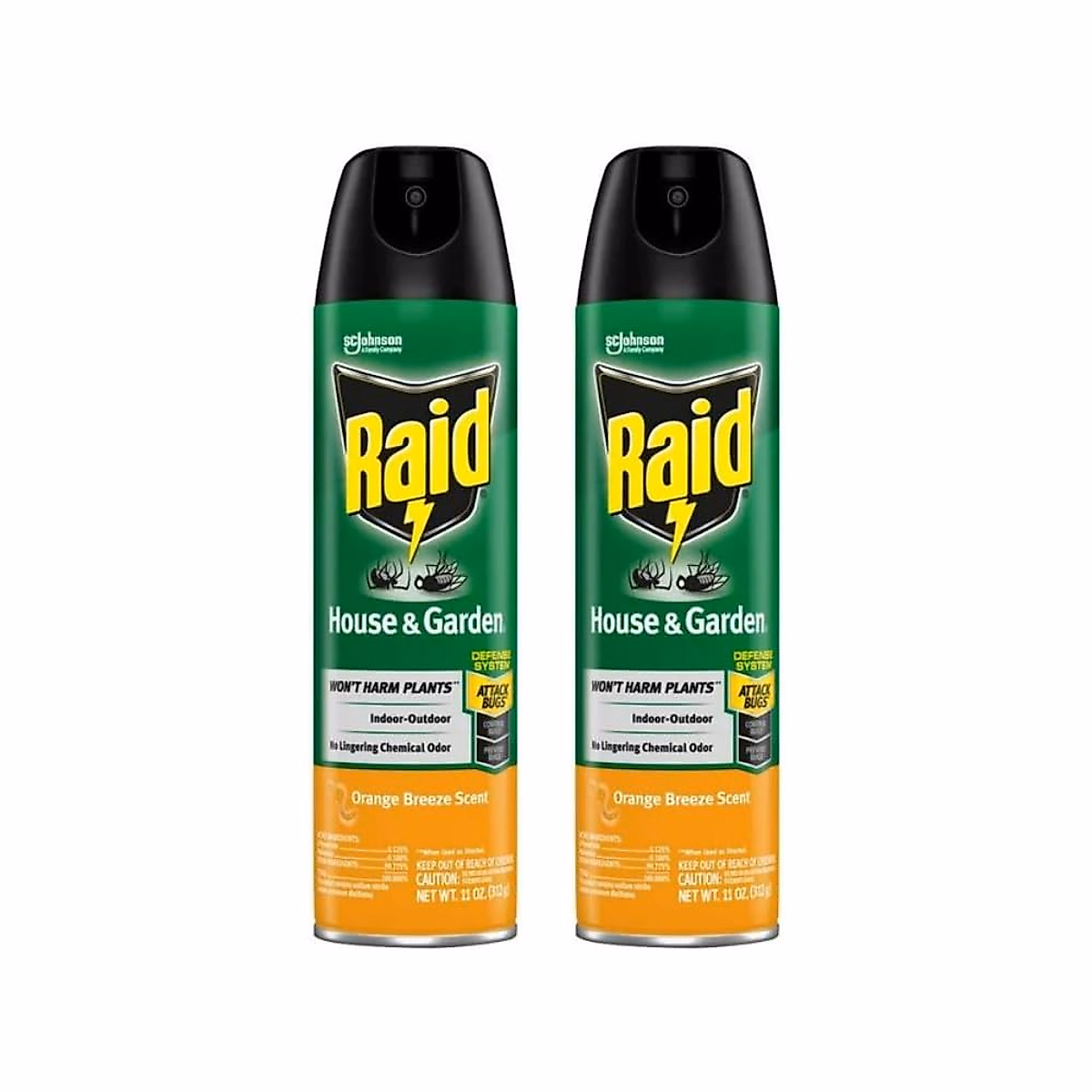 Raid House & Garden Insect Killer Spray, Orange Scent 11 Ounce (Pack of 2)