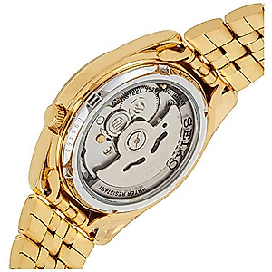 SEIKO Men's SNK366K 5 Automatic Gold Dial Gold-Tone Stainless Steel Watch