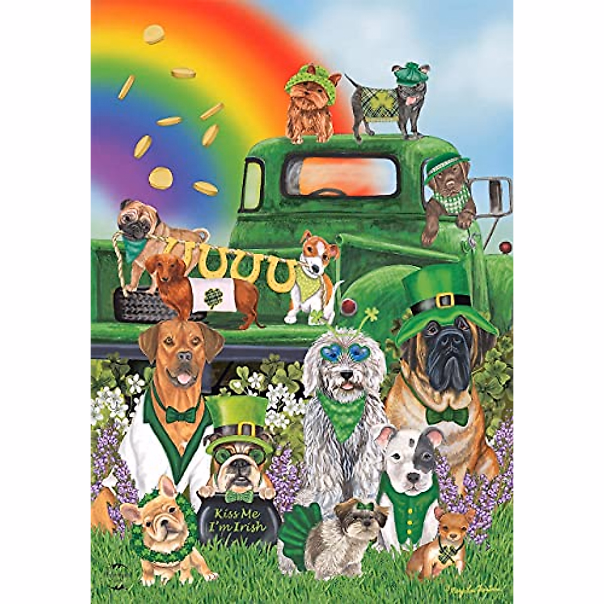 Lucky Pups St. Patrick's Day Garden Flag Dogs Humor 12.5" x 18" Briarwood Lane
