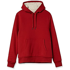 Amazon Essentials Men's Sherpa-Lined Pullover Hoodie, Red, Small