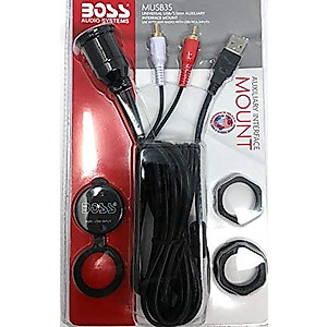 BOSS Audio Systems MUSB35 Universal USB 3.5mm 6 foot long Auxiliary Interface Mount and Cable