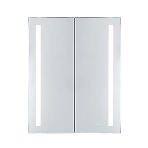 Fine Fixtures Bathroom Medicine Cabinet, Aluminum, Recessed/Surface Mount, 24" x 30", 2 Door, Mirrored w/ 2 LED Strips