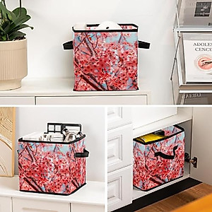 KQNZT Storage Cubes, Storage Baskets for Organizing, Fabric Storage Cubes Closet Organizer for Home, Cherry Blossom Pink Sakura Flower Spring, Foldable Storage Cubes