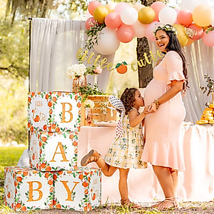 Little Cutie Baby Shower Decorations, Baby Boxes with Letters for Baby Shower, Baby Shower Banner Little Cutie Baby Balloon Boxes Baby Blocks for Orange Party Baby Shower Decor, Gender Revel