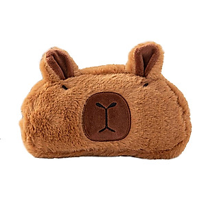 Novelty Funny Calm Down Brown Capybara Big Eyes Seagull Bird Big Mouth Green Frog Soft Stuffed Surface Fluffy Clothes Zipper Pencil Box Pencil Case Pencil Storage Holder Pouch Pen Bag -Capybara