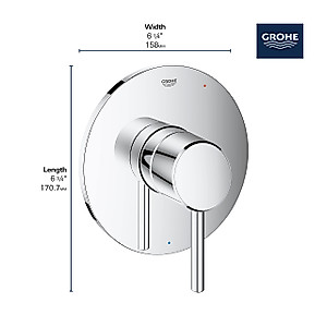 GROHE 14468000 Concetto Shower Valve Trim Kit with Pressure Balance Cartridge, Starlight Chrome