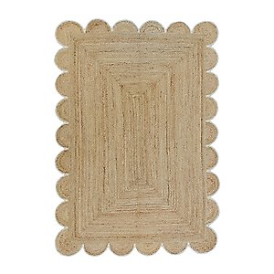Weaving Village Scalloped Natural Jute Area Rug, Colored Trim