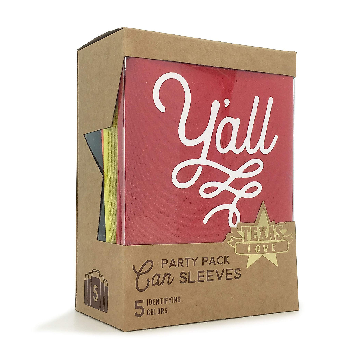 Y'all Texas Party Beverage Insulator in Five Colors Can Sleeve Insulator Texas Gift