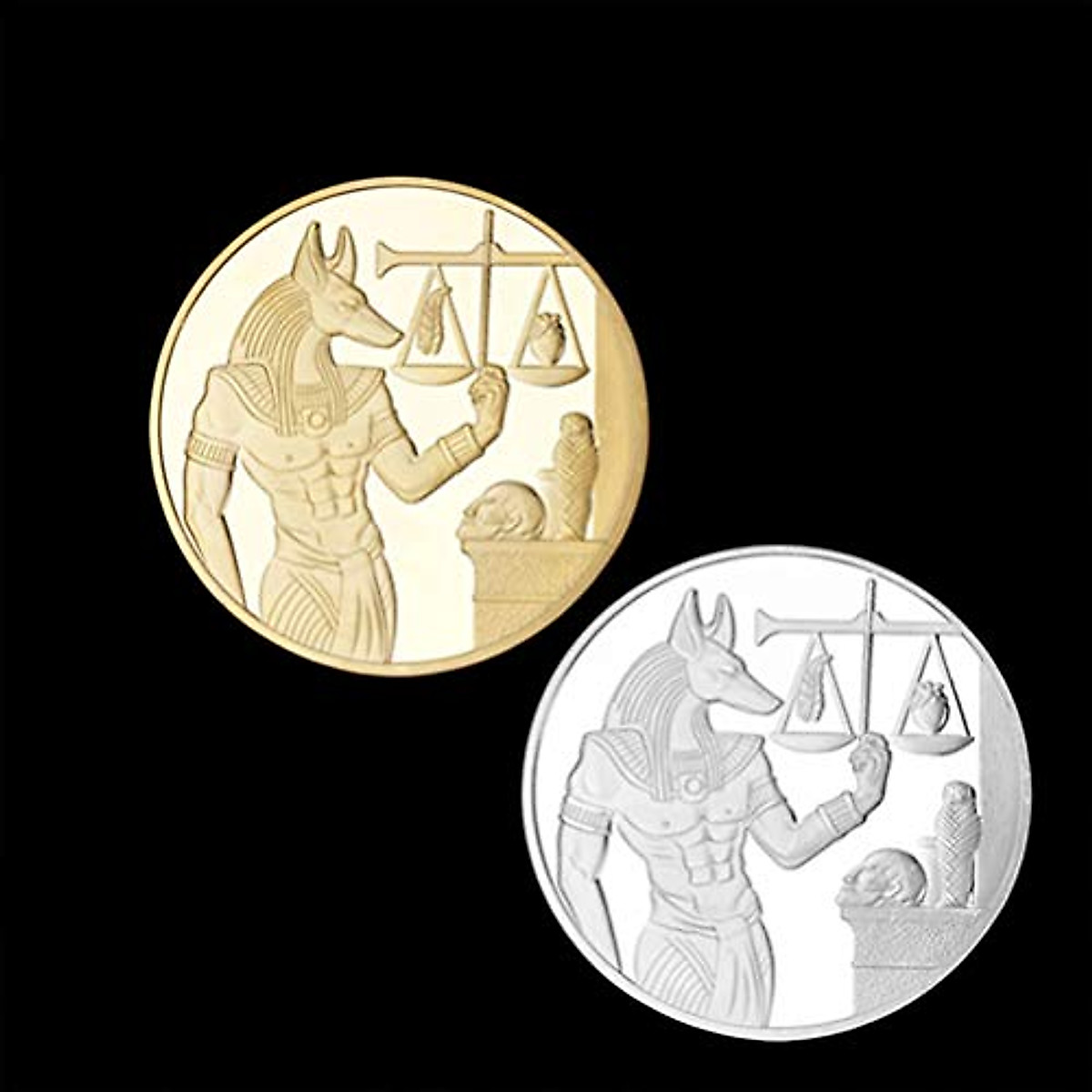 TENDYCOCO Anubis Coin Egyptian God Challenge Coin Commemorative Art Coin Collection Iron Souvenir Craft Gift Toy (Silver)