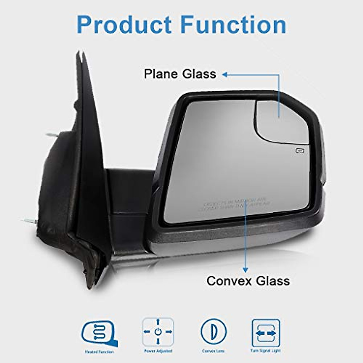 ECCPP Tow Mirrors Towing Mirrors fit for 2015-2019 for F150 Pickup Truck with Left Right Side Power Adjusted Heated Turn Signal Light with Black Housing Manual Folding Manual Telescoping