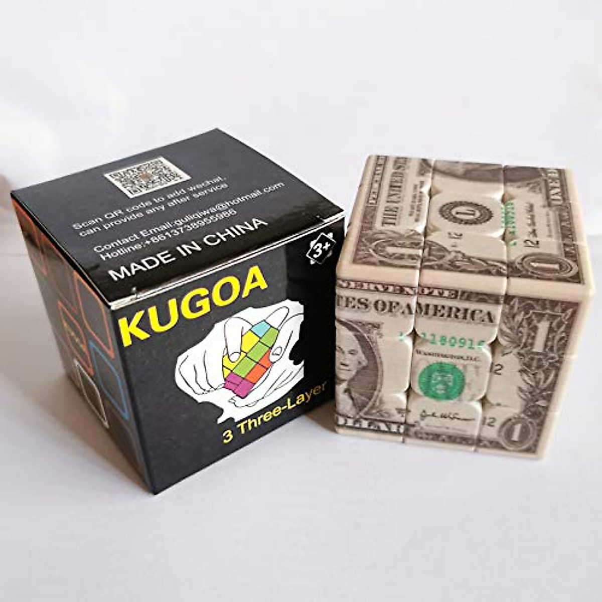 Speed Cube 3x3 One-Dollar Notes/Bill Back Pattern Magic Cube Puzzle,IQ Games Puzzles Relief Effect Kids Adult Toys,5.6cm/2.2"