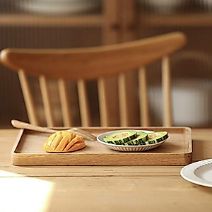 Wood Serving Tray, 13.8 x 9 inches Ottoman Tray, Decorative Serving Trays Made of Oak, Stylish Farmhouse Decor Serving Platters, Great for Lap & Couch